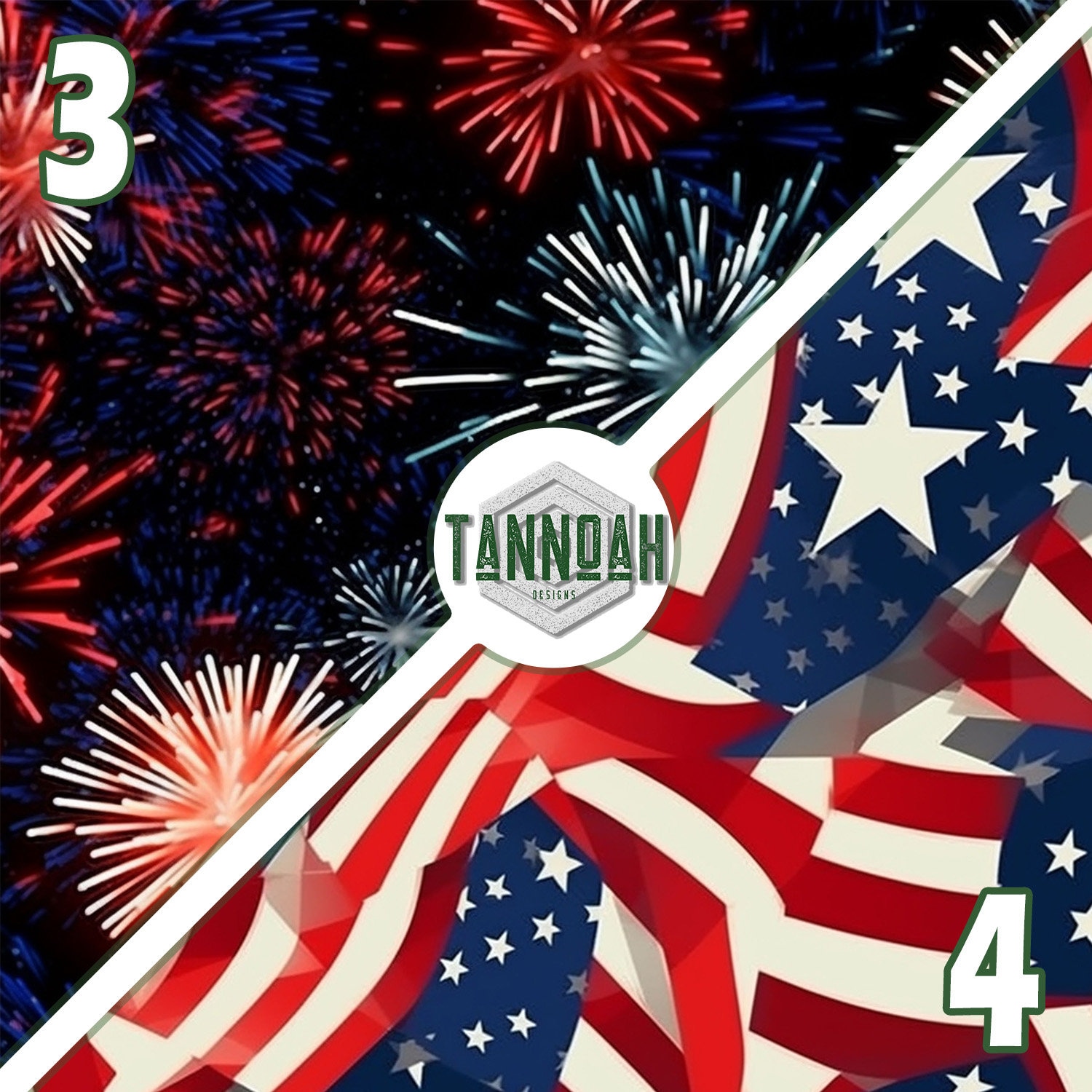 Patriotic Digital Paper Seamless Pattern Pack, Fourth of July Paper ...