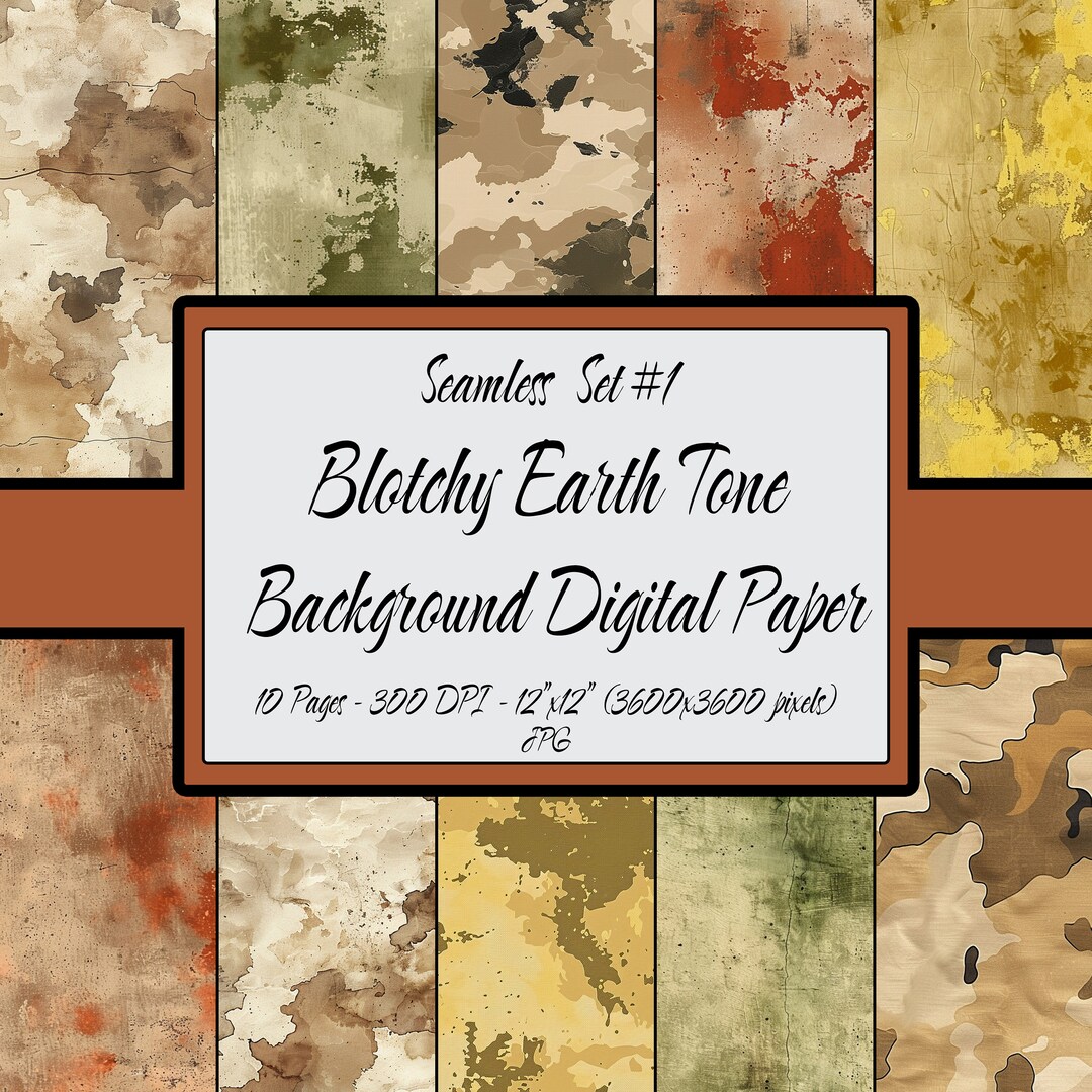 Abstract Digital Art Print Paper Pack, Blotchy Earth Tone Background ...