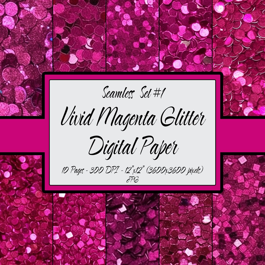 Vivid Magenta Glitter Digital Paper Seamless Pattern Bundle Set #01 ...