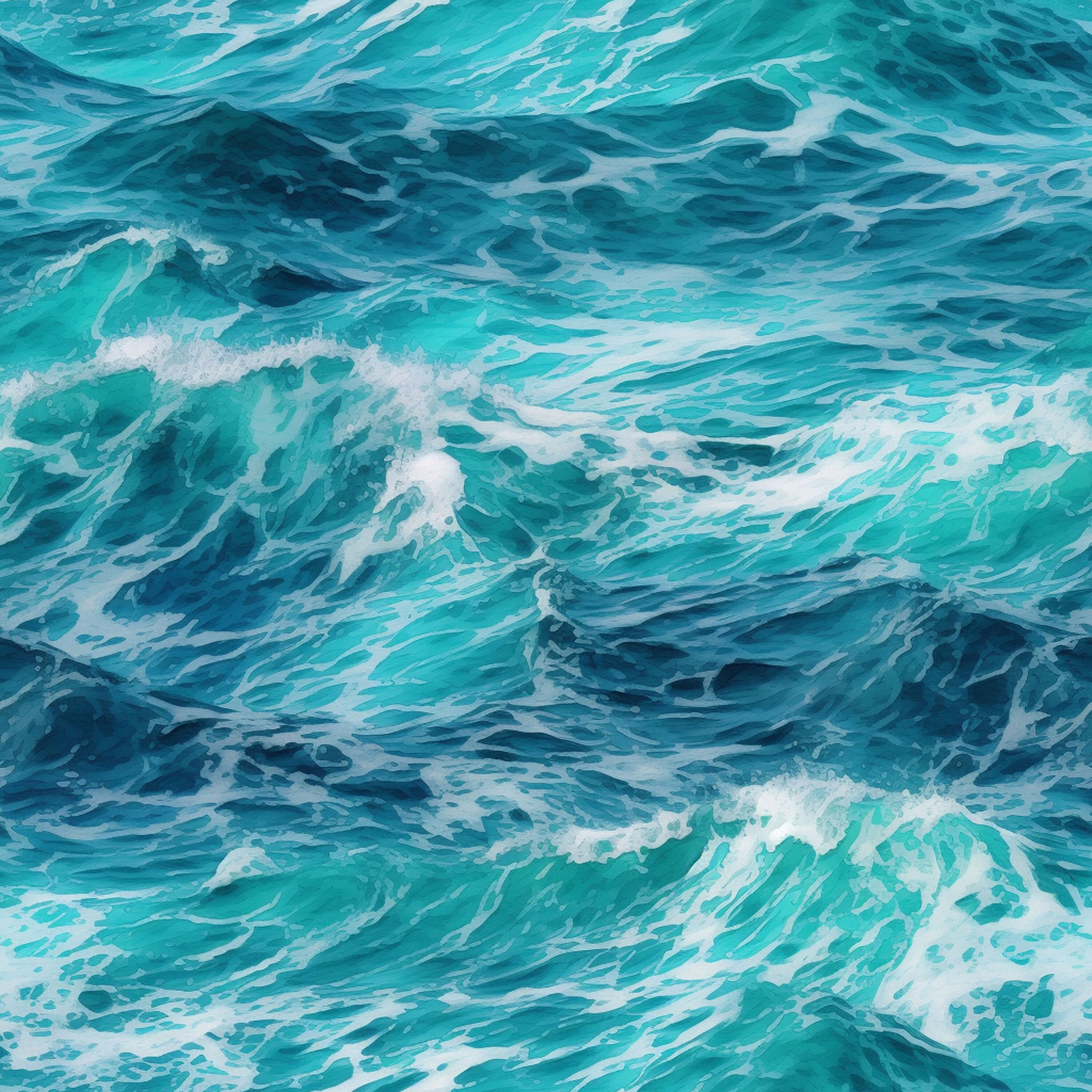 Ocean Waves Digital Paper Seamless Pattern, Blue Waves, 10 Print Set ...