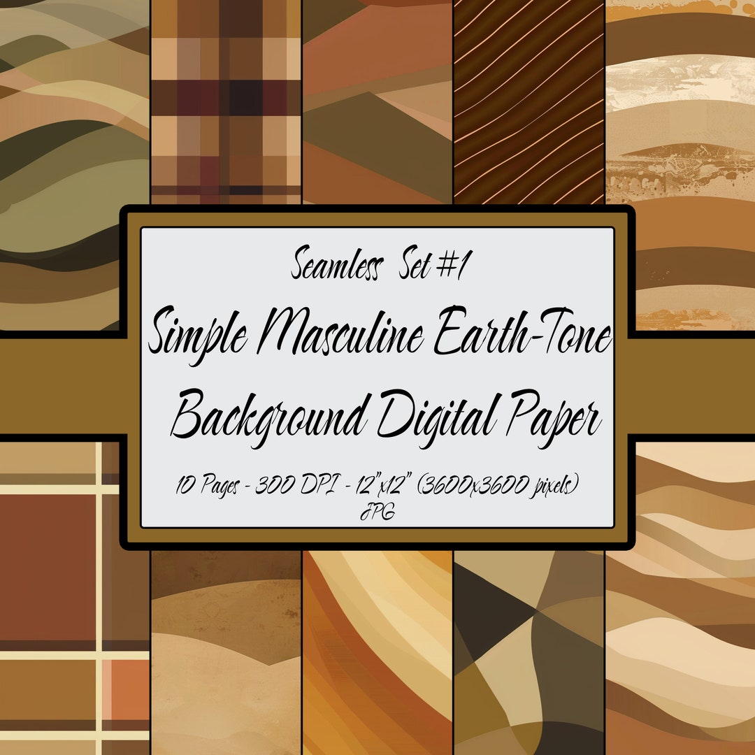 Abstract Digital Art Print Paper Pack, Simple Masculine Earth Tone ...