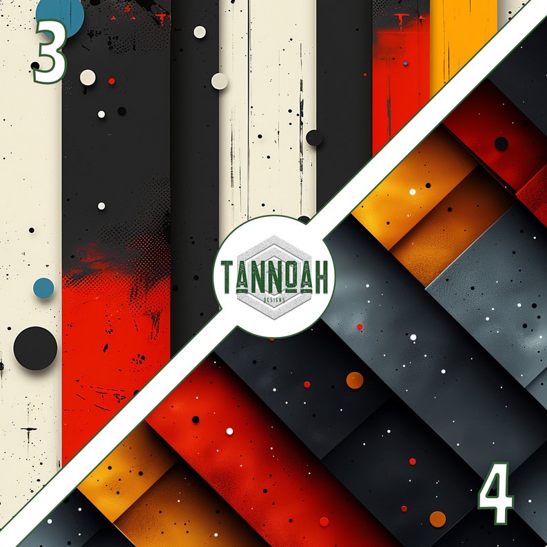 Art Print Digital Paper Pack, Colorful Geometric Seamless Design Bundle ...