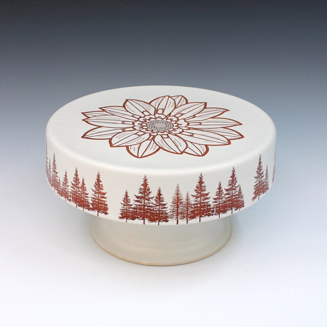 Pine Trees Handmade Ceramic Cake Plate Stand - Etsy