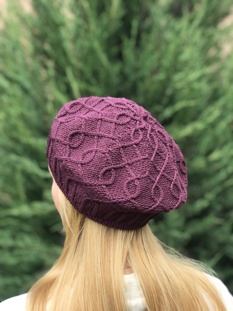 Cotton Beret Hat Women French Berets Purple Knit Beret Tam - Etsy