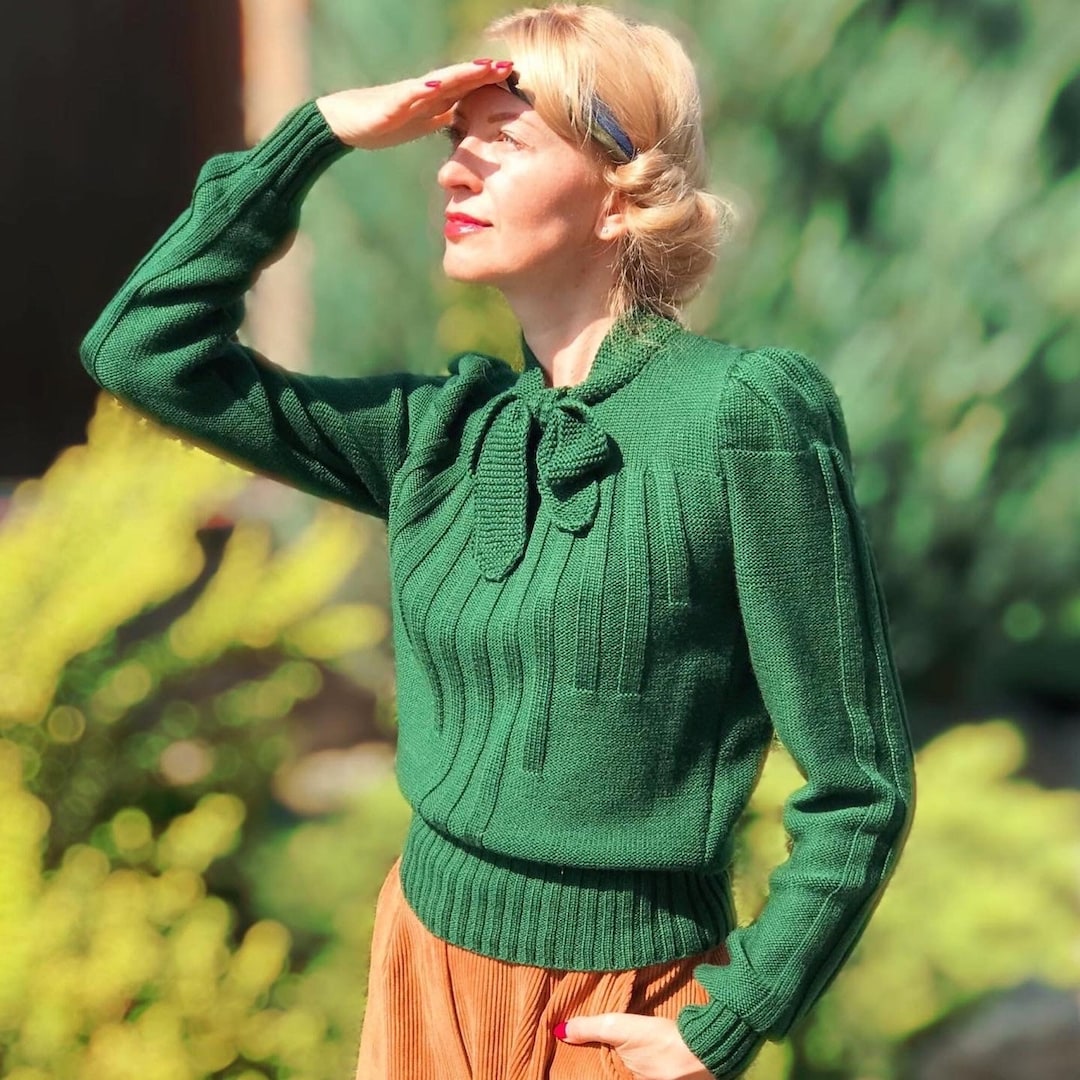 Vintage Reproduction Wool Knit Jumper, Knit 1930s Woman Jumper, Knit ...