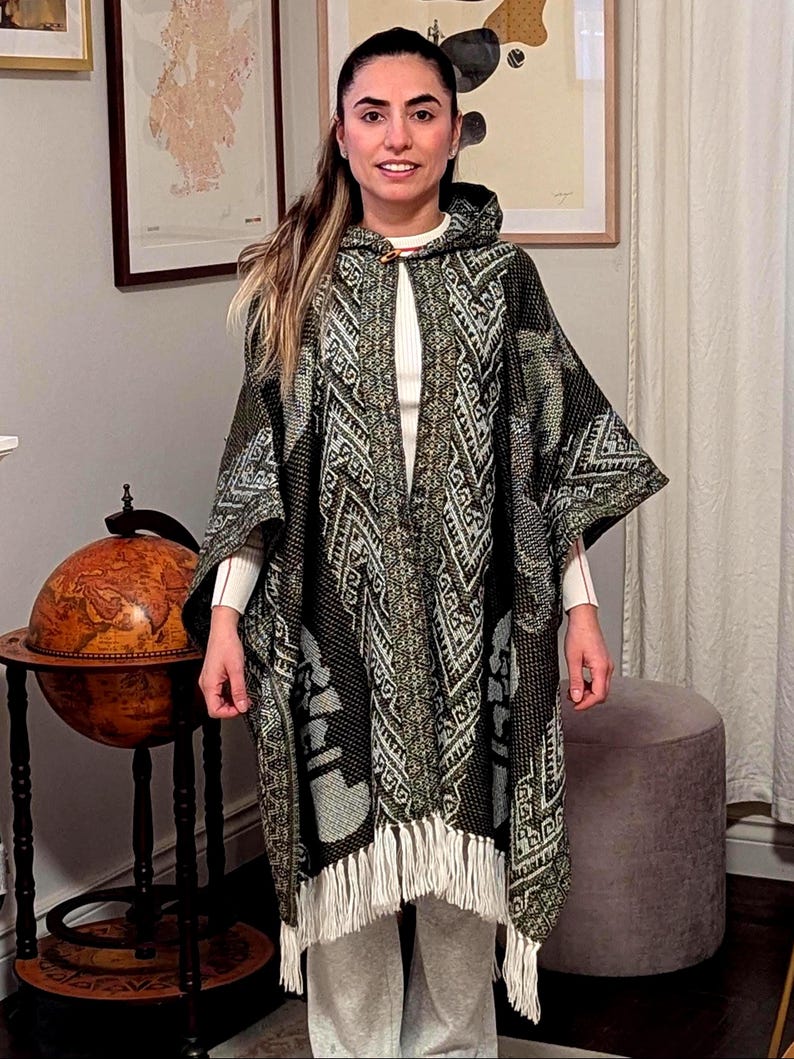 Poncho de lana de alpaca: diseños tradicionales peruanos - Etsy México