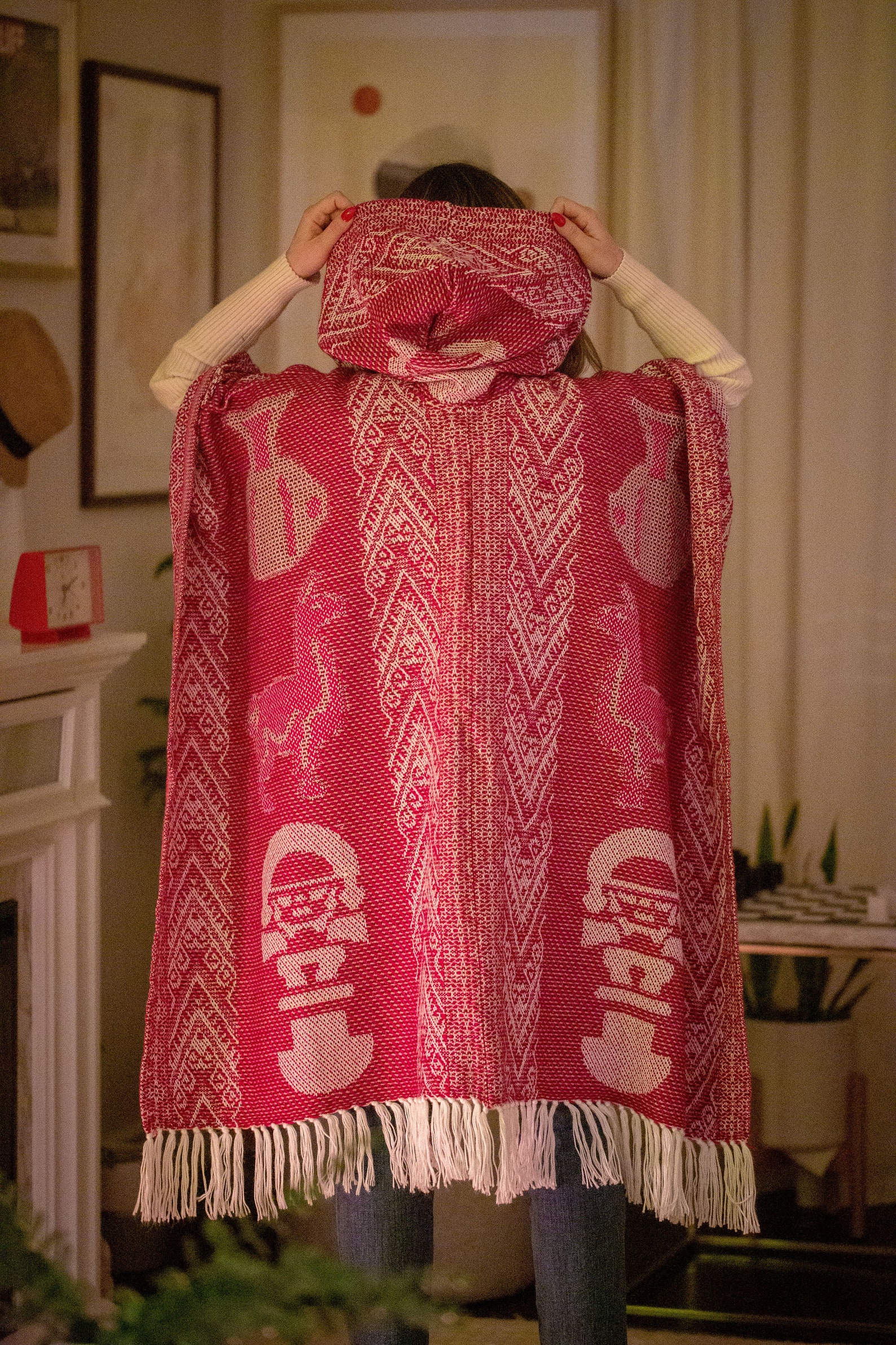 Hooded Alpaca Wool Poncho With a Traditional Design From Peru / Unisex ...