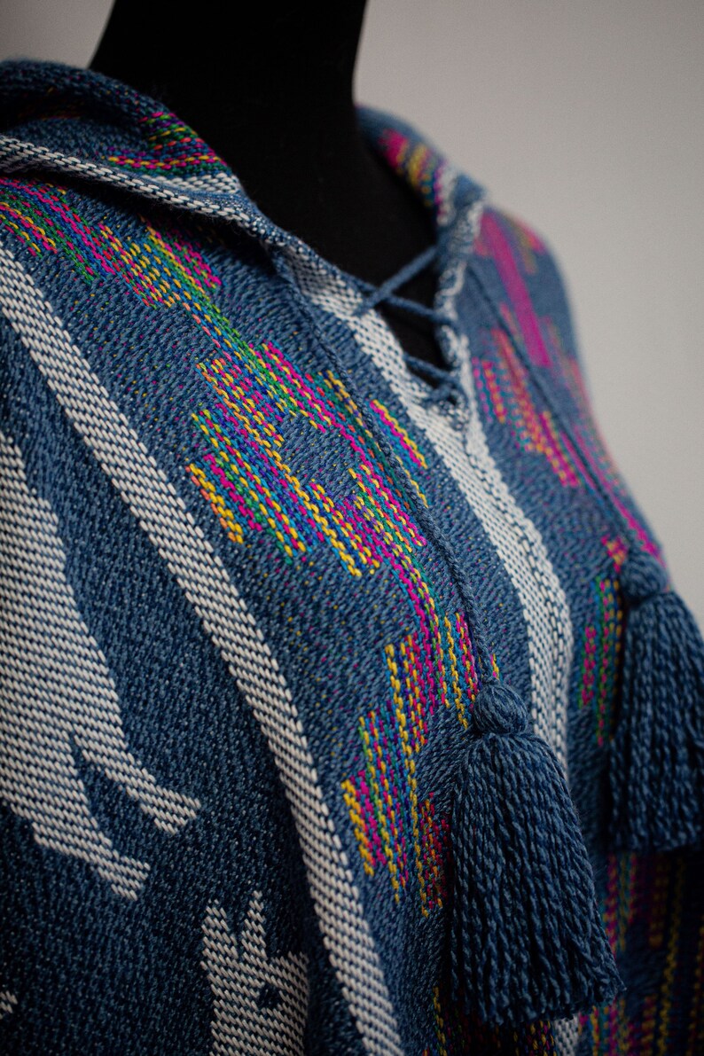 Hooded Alpaca Wool Poncho With a Traditional Design From Peru / Unisex ...