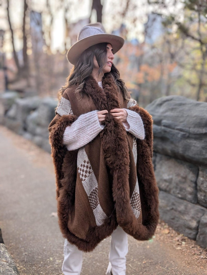 Rare Alpaca Ruana Mother Earth Tone Cape Handwoven in Peru by Quechua ...