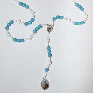 St. Joseph Chaplet Light Blue Wood Beads on White Cord Saint - Etsy