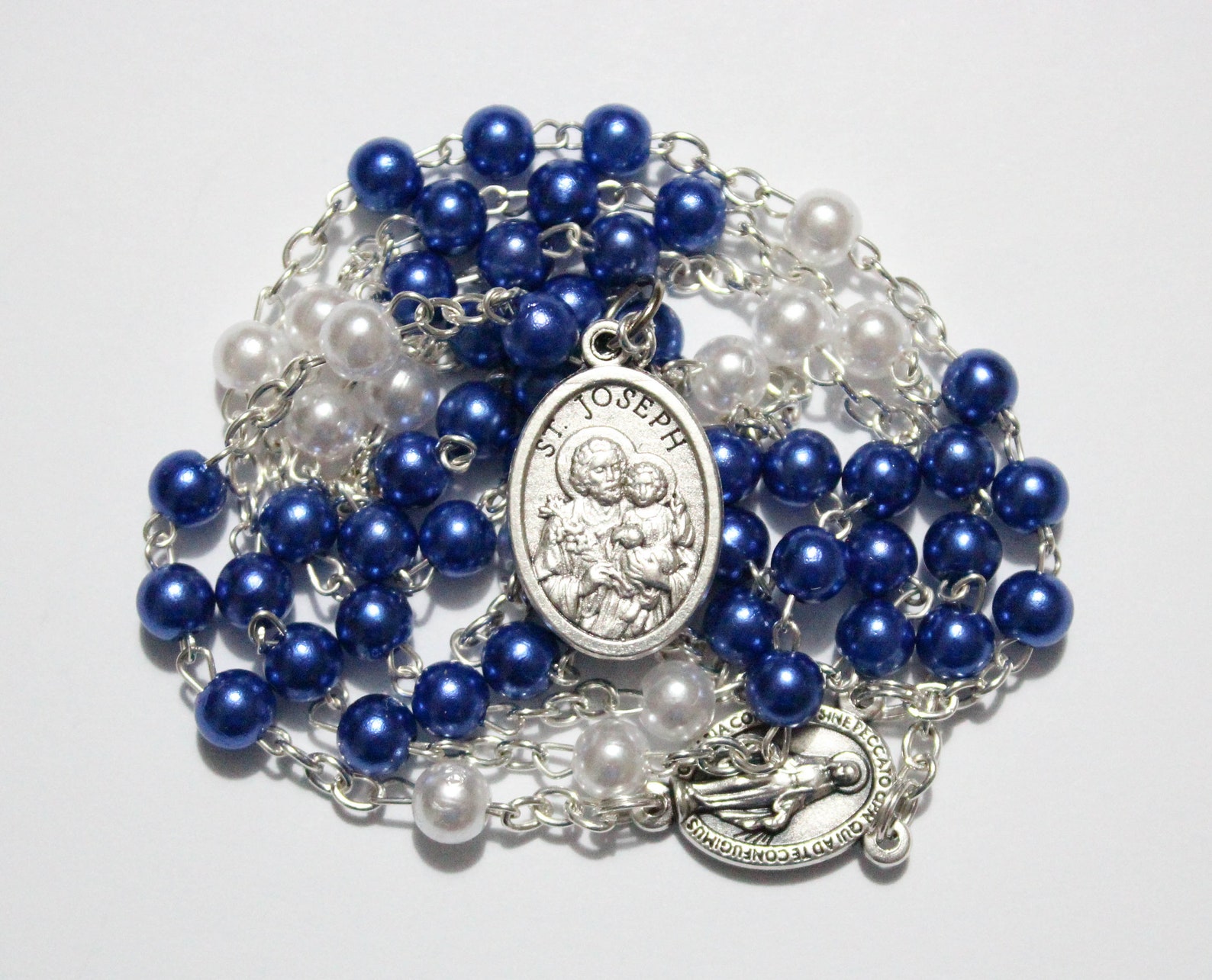 St. Joseph Chaplet Blue Plastic Beads on Chain Saint Joseph | Etsy