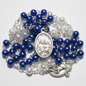 St. Joseph Chaplet Blue Plastic Beads on Chain Saint Joseph Rosary ...