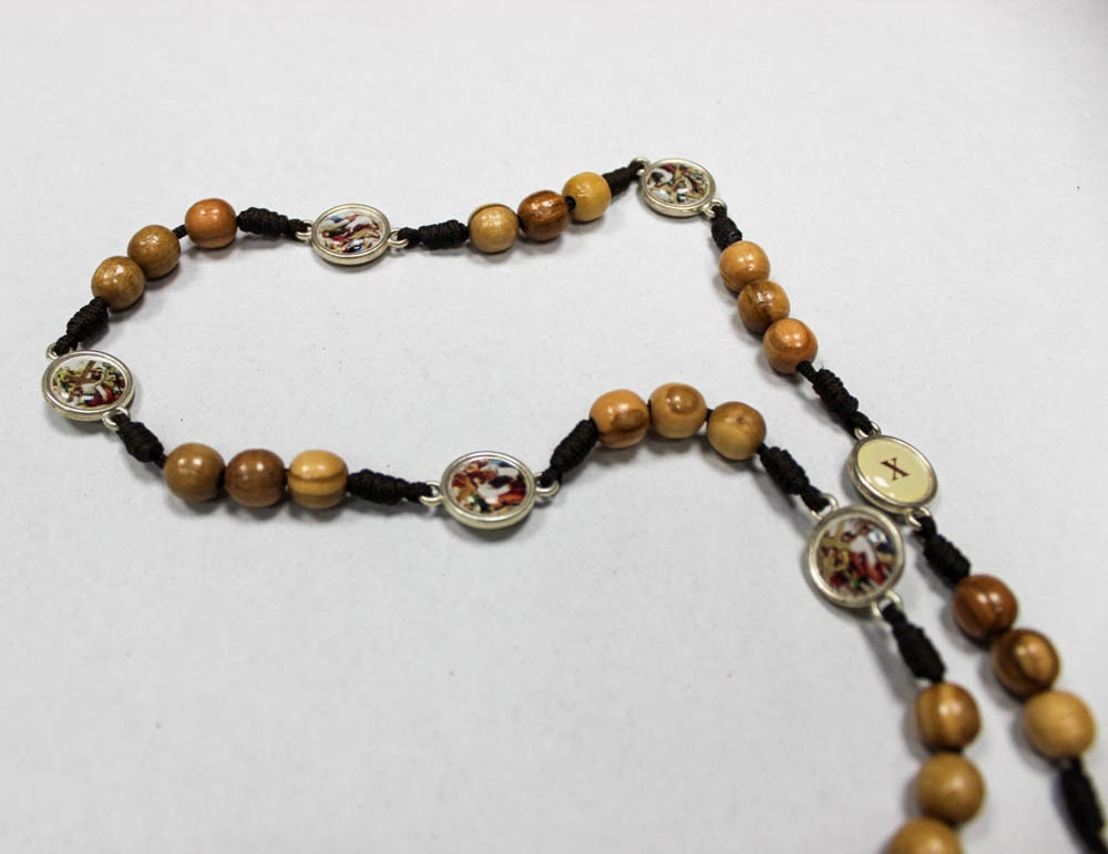 Chaplet of the Way of the Cross Olive Wood Beads Stations of | Etsy