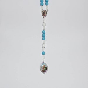 St. Joseph Chaplet Light Blue Wood Beads on White Cord Saint | Etsy