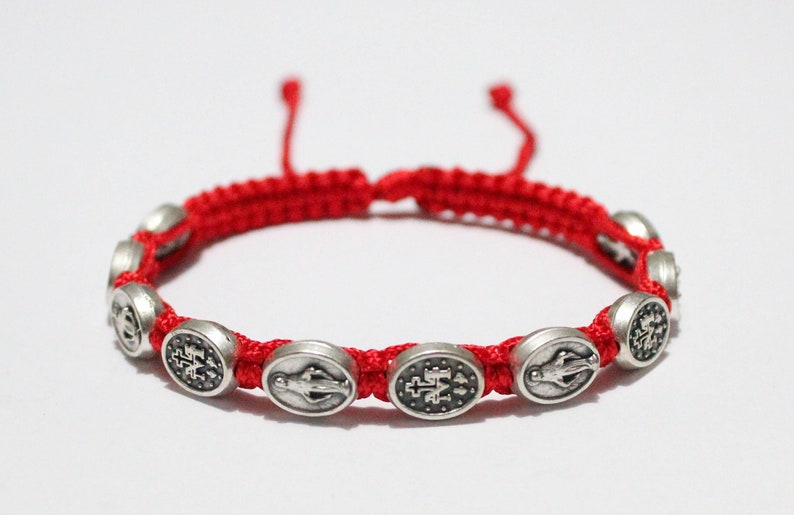 Oval Miraculous Medal Bracelet Cord Medal of the Immaculate - Etsy