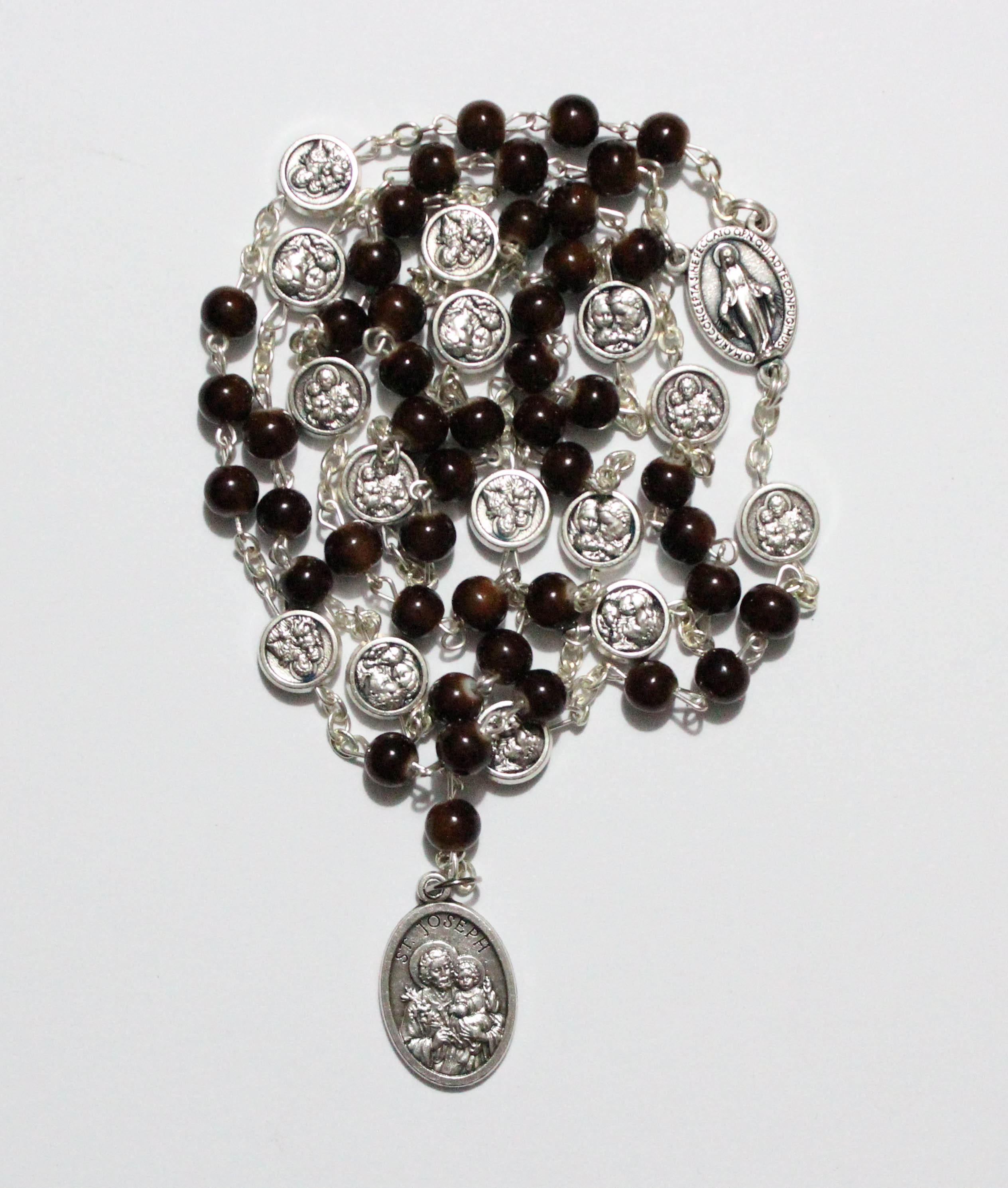 St. Joseph Chaplet With St. Joseph Medals Brown Glass Beads on - Etsy