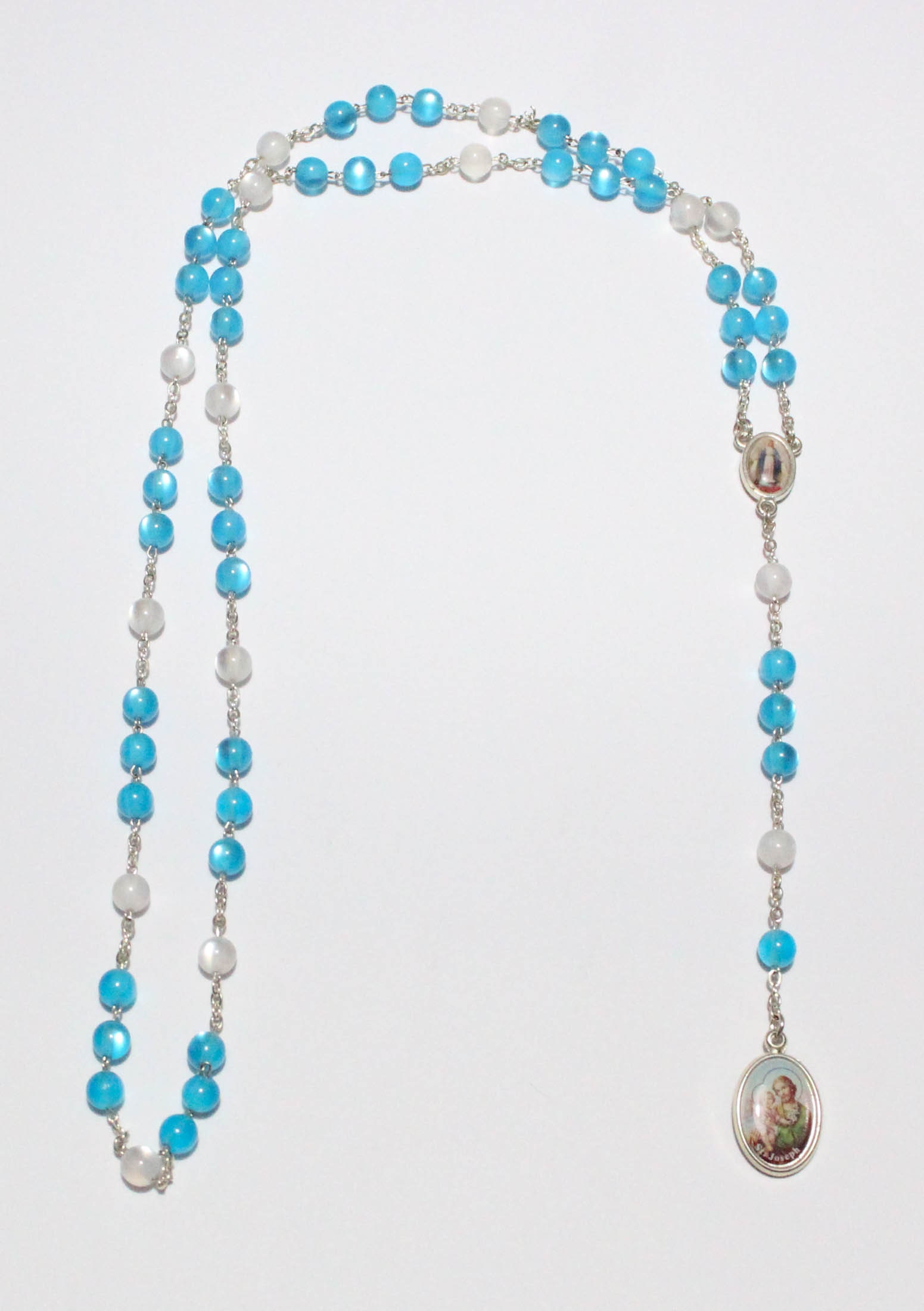 St. Joseph Chaplet Light Blue Plastic Beads on Chain Saint - Etsy
