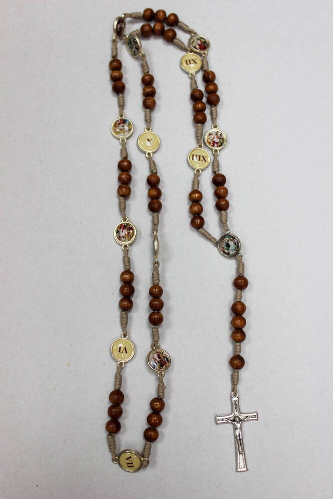 Chaplet of the Way of the Cross Wood Beads Stations of the - Etsy