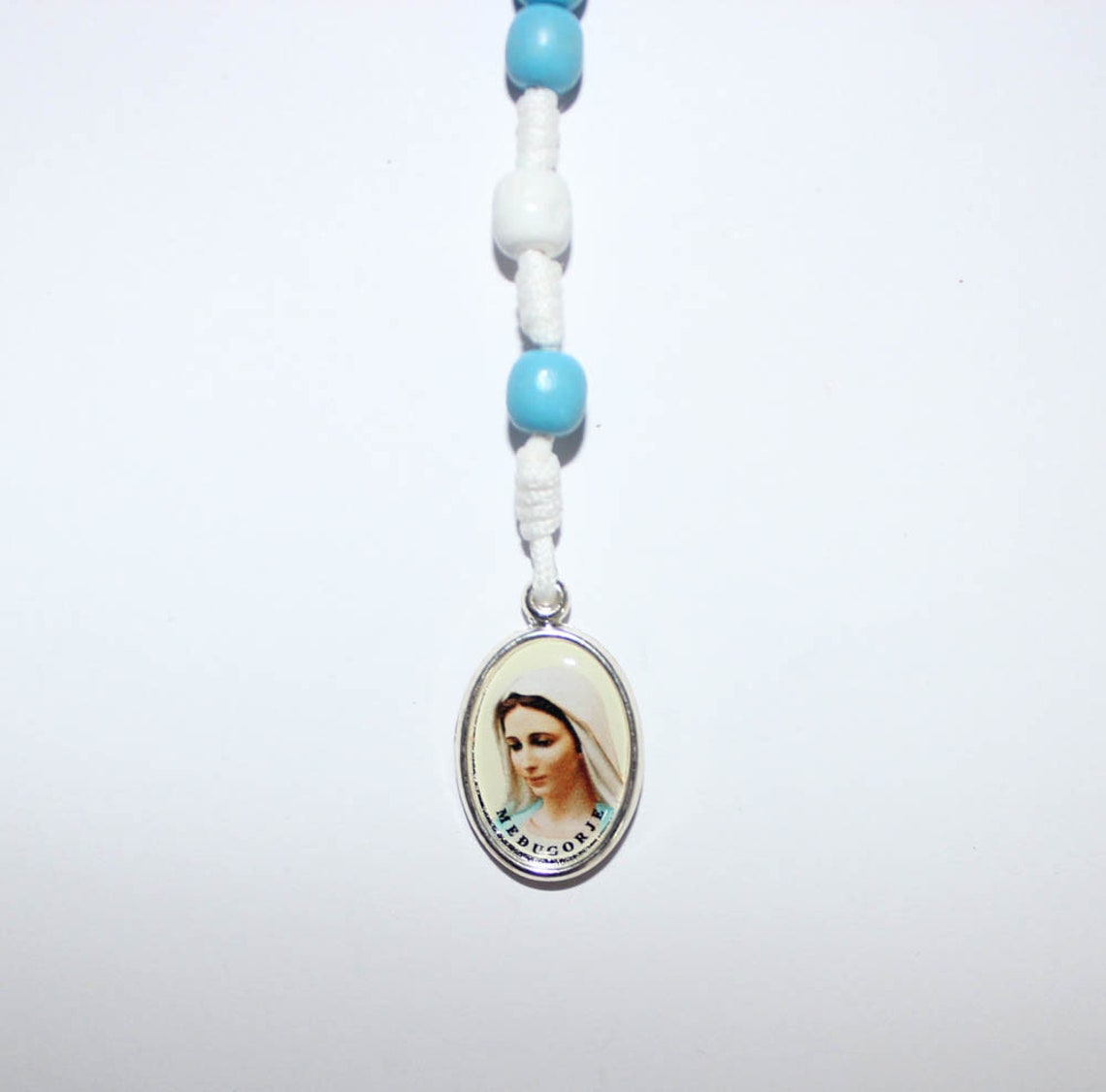 St. Joseph Chaplet Light Blue Wood Beads on White Cord Saint | Etsy