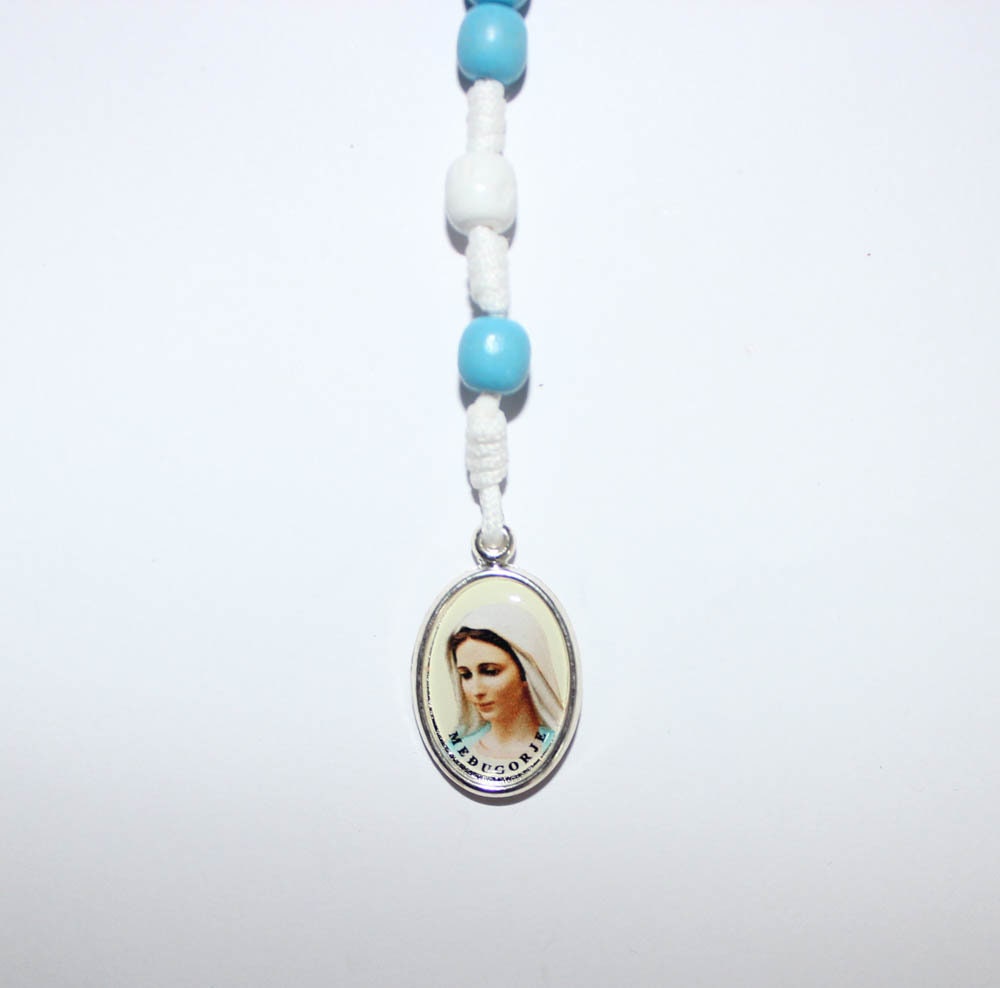 St. Joseph Chaplet Light Blue Wood Beads on White Cord Saint | Etsy