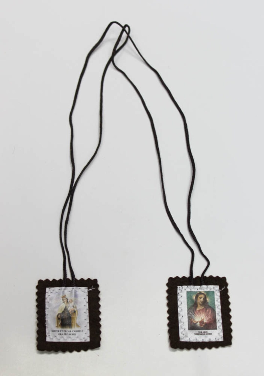 Scapular Brown Lady of Mt.carmel/sacred Heart of Jesus, Scapular Lady ...