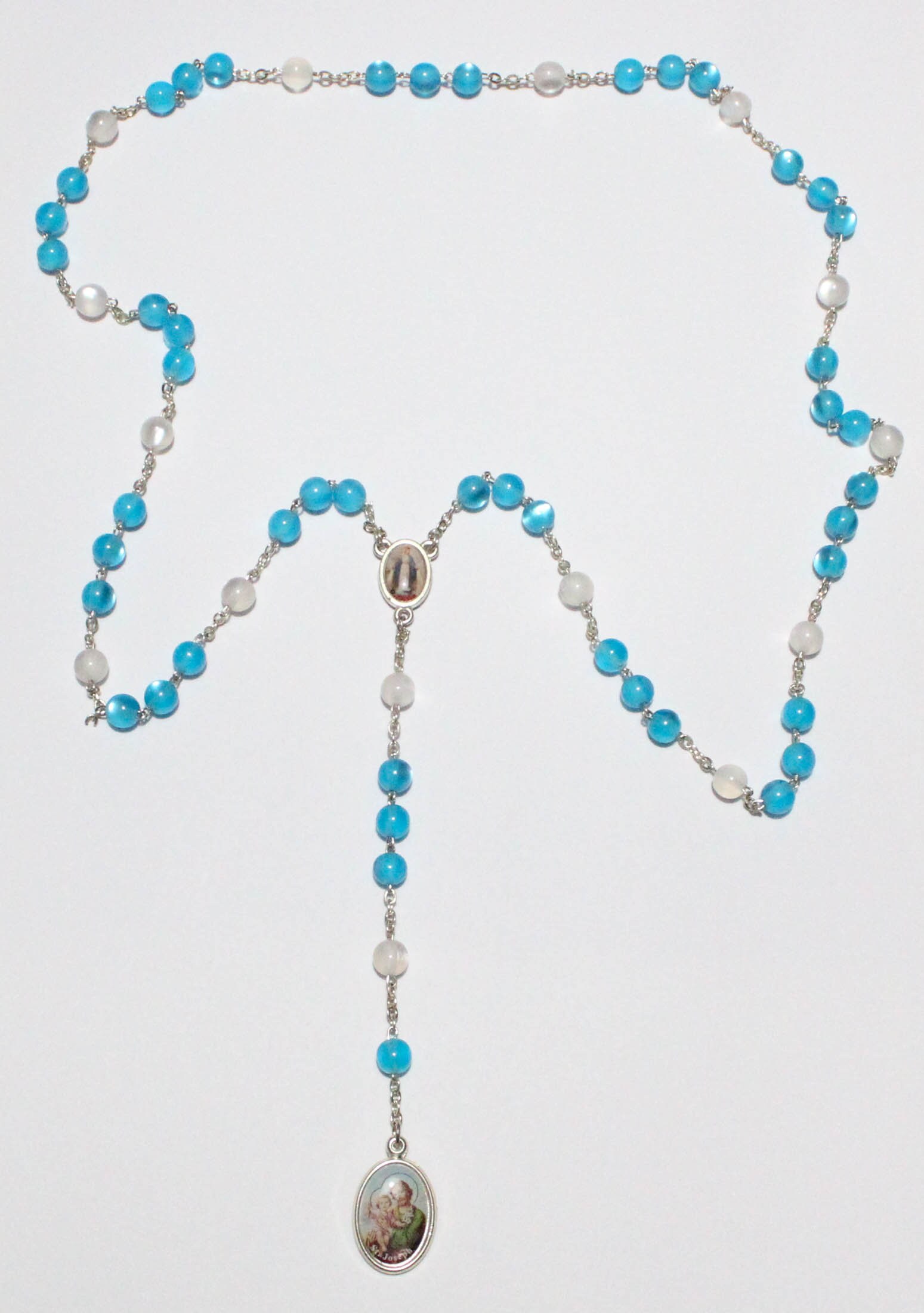 St. Joseph Chaplet Light Blue Plastic Beads on Chain Saint - Etsy