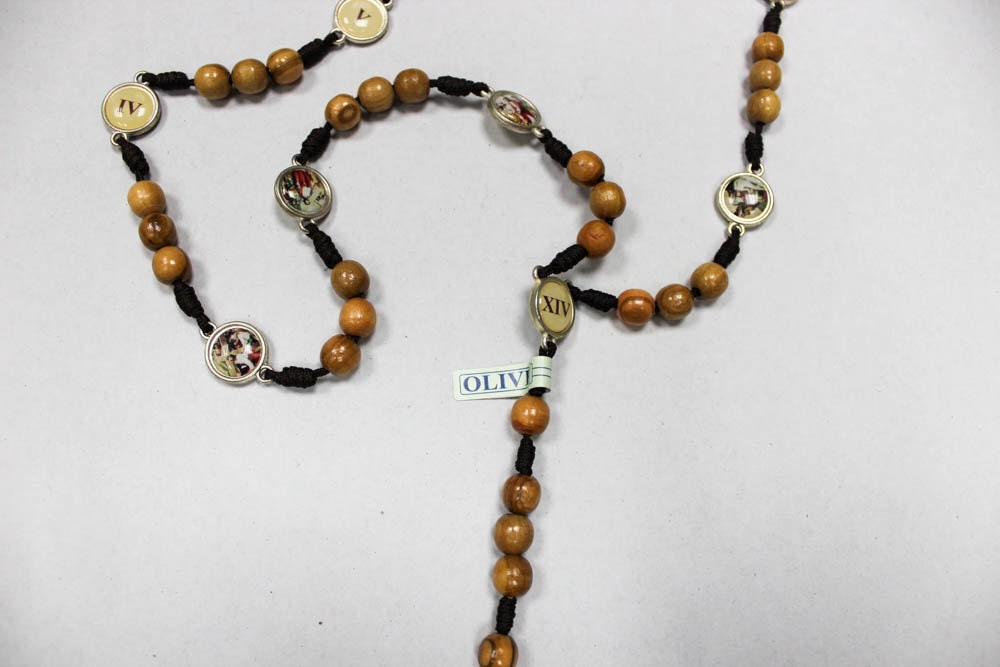 Chaplet of the Way of the Cross Olive Wood Beads Stations of | Etsy