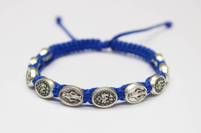 Oval Miraculous Medal Bracelet Cord Medal of the Immaculate - Etsy