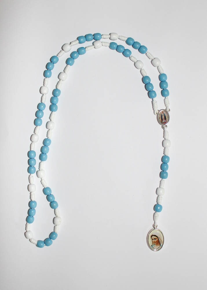 St. Joseph Chaplet Light Blue Wood Beads on White Cord Saint | Etsy