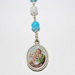 St. Joseph Chaplet Light Blue Plastic Beads on Chain Saint Joseph ...
