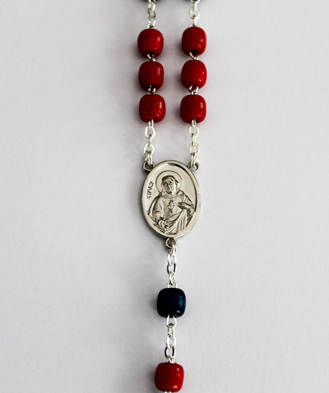 Chaplet the Holy Souls in Purgatory on Chain, Rosary Wood Beads on ...