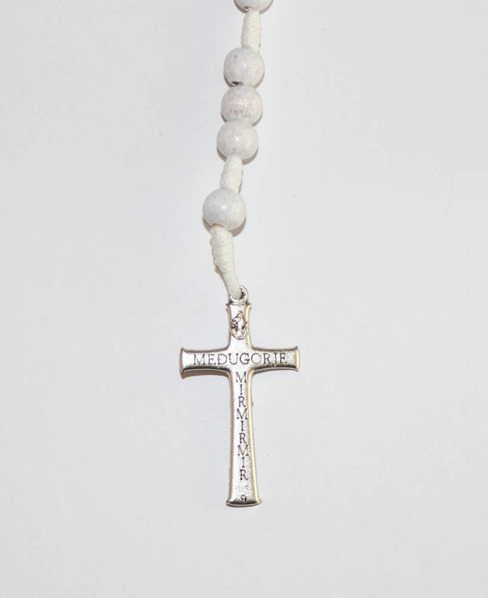 Chaplet of the Way of the Cross white wood beads Stations of | Etsy