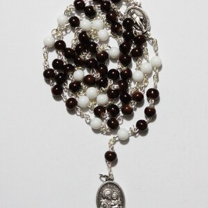 St. Joseph Chaplet Brown Glass Beads on Chain Saint Joseph Rosary ...