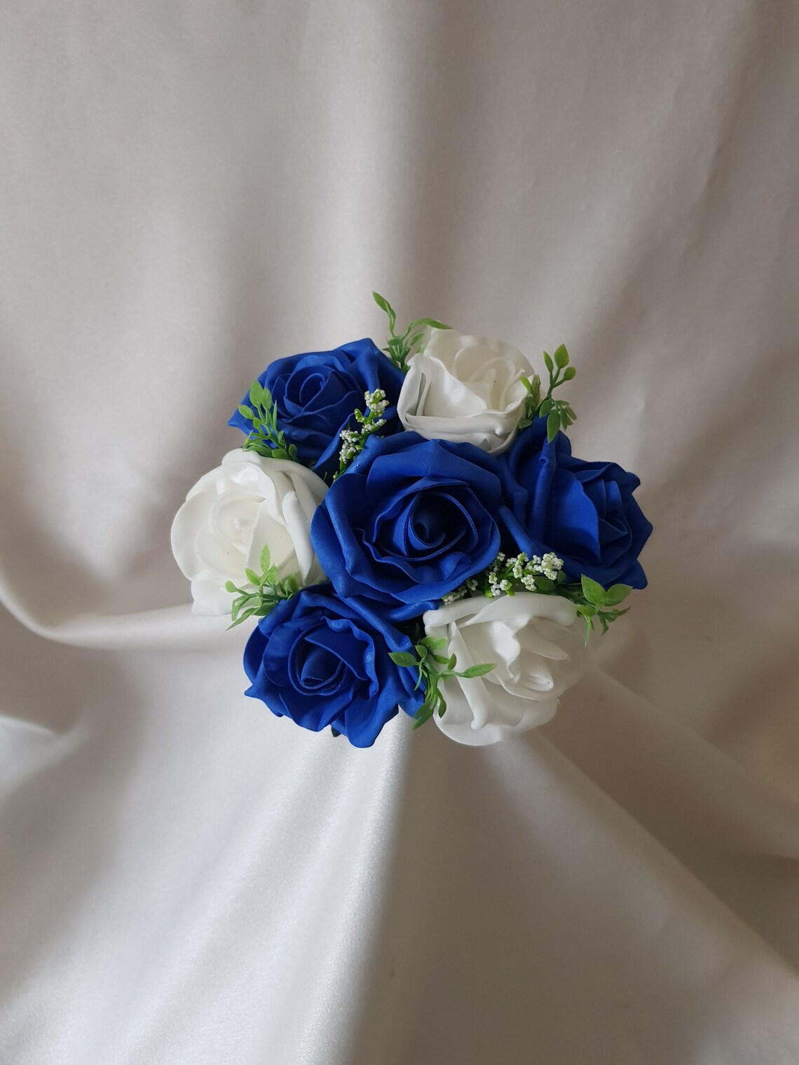 Royal Blue and White Rose Foliage Artificial Wedding Flower | Etsy