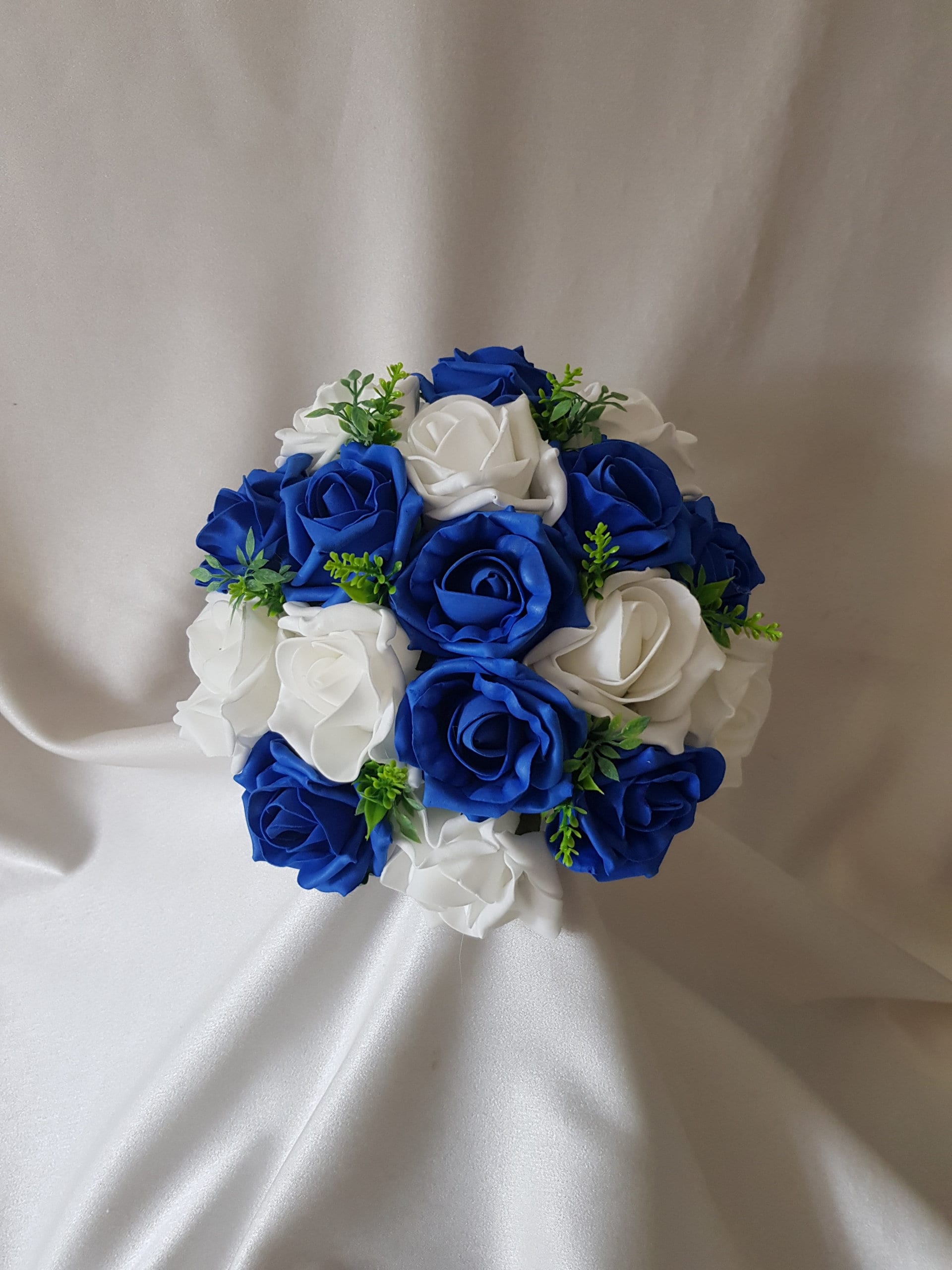 Royal Blue and White Rose Foliage Artificial Wedding Flower | Etsy