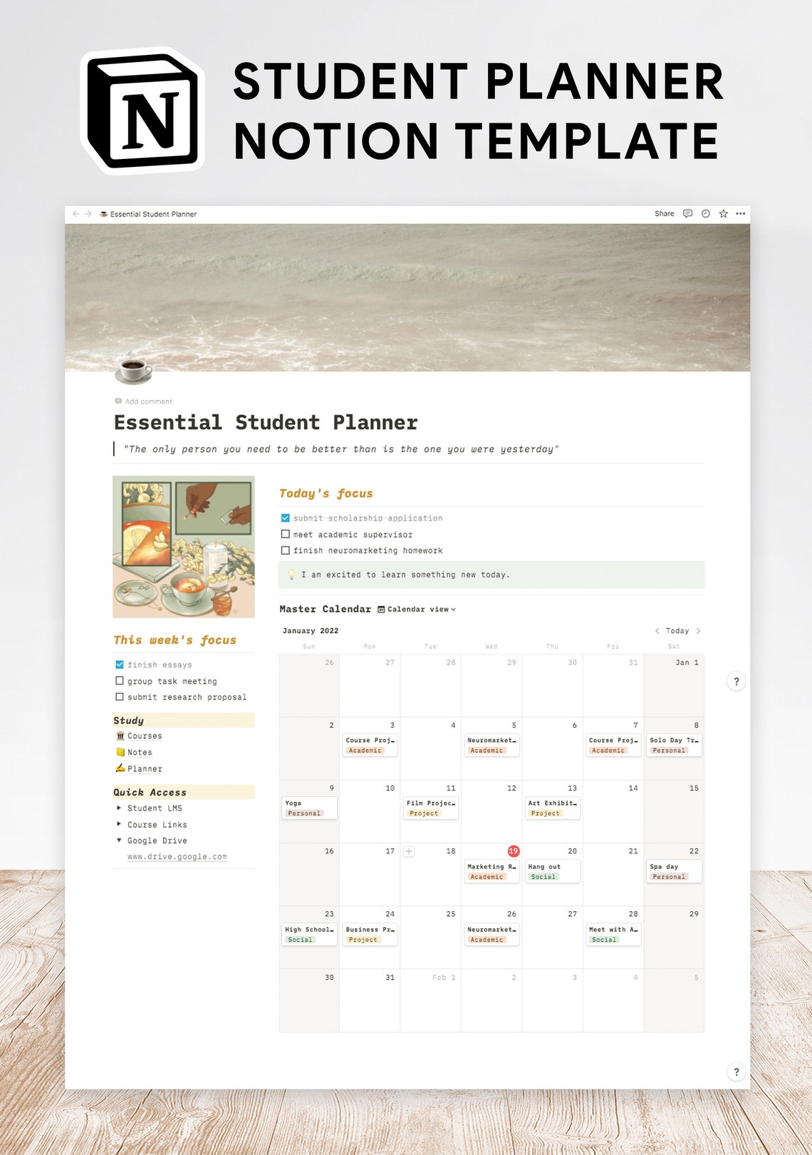 Essential Student Digital Planner, Notion Planner, Simple Planner ...