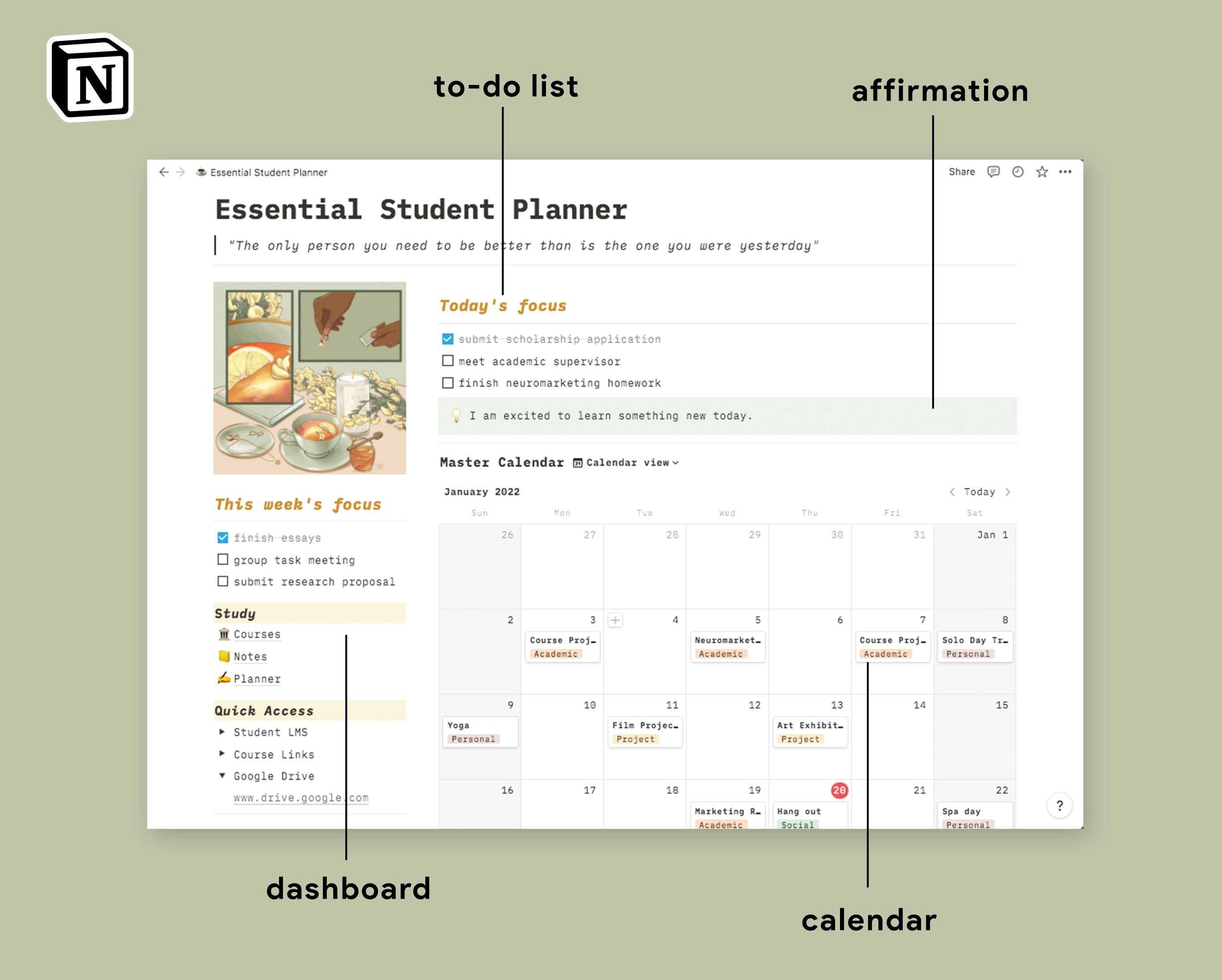 Essential Student Digital Planner, Notion Planner, Simple Planner ...