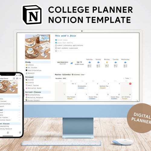 Student Notion Template Study Planner College Assignment - Etsy