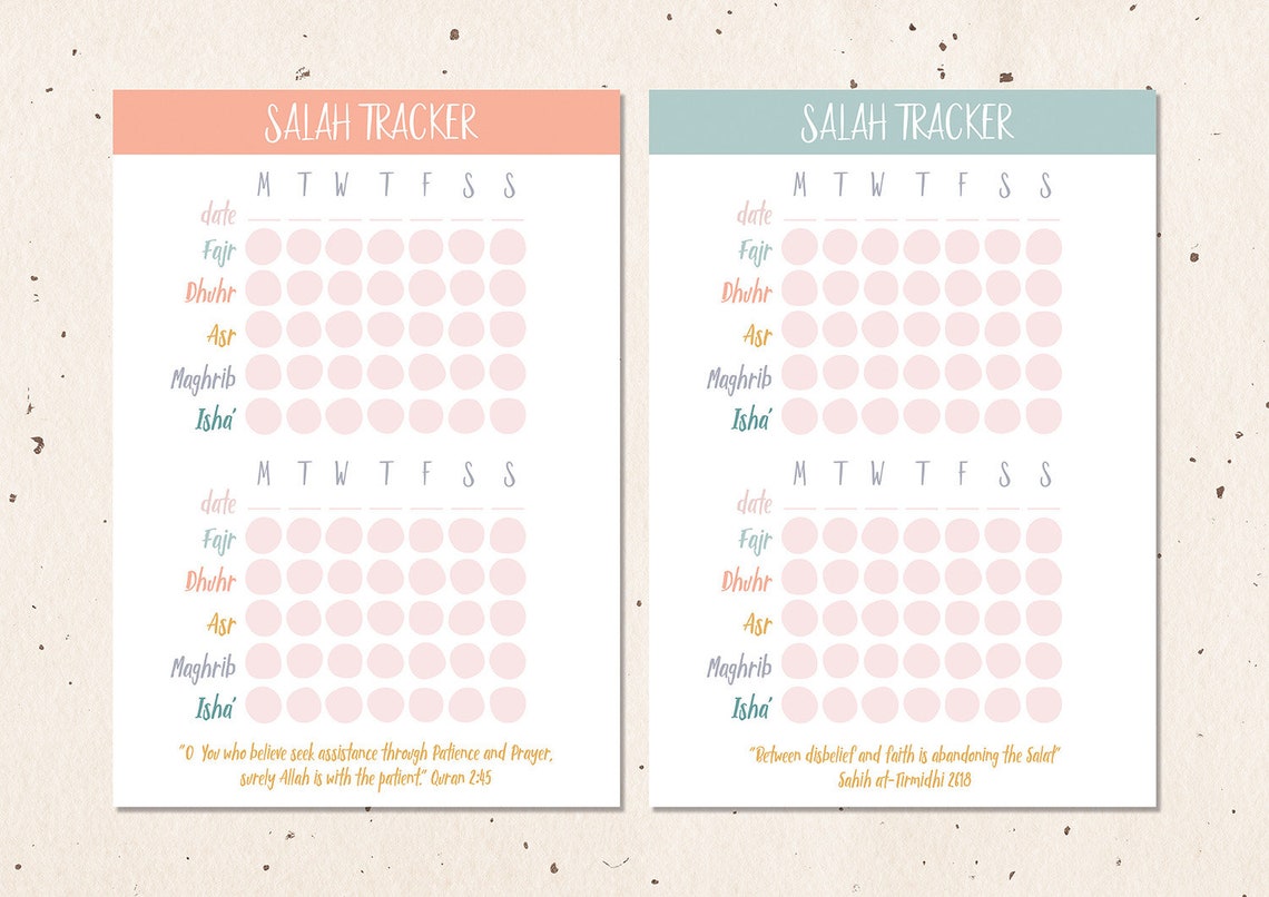 Muslim Prayer Tracker Digital + Bonus Quran Journal, PDF File, Salah ...