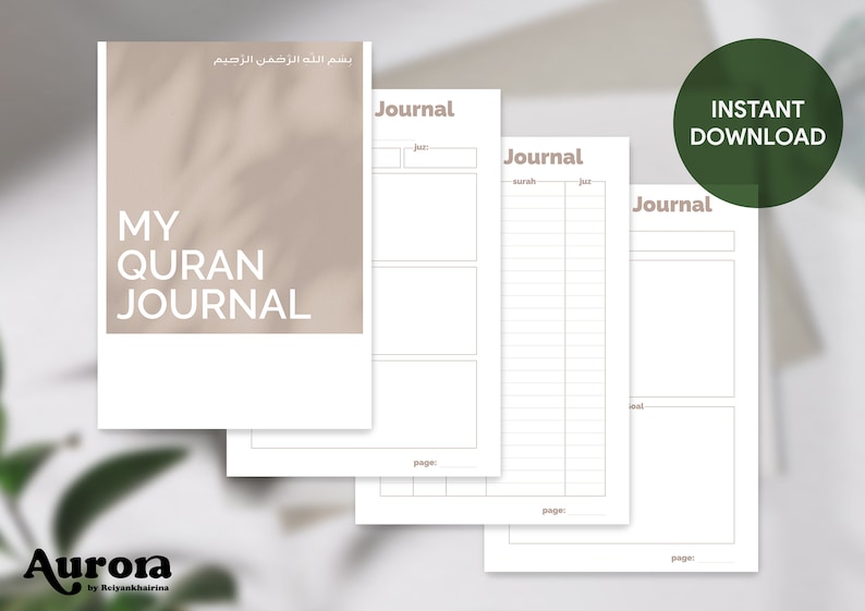 Simple Quran Journal Printables, Quran Notebook, Quran Planner, Quran ...
