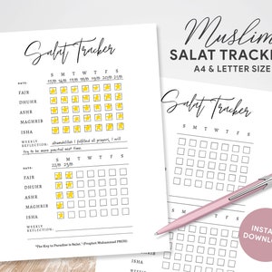 Salat Tracker Printable, Muslim Planner Inserts, Muslim Prayer Tracker ...