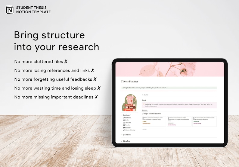 Student Thesis Notion Template, Thesis Planner, Dissertation Planner ...