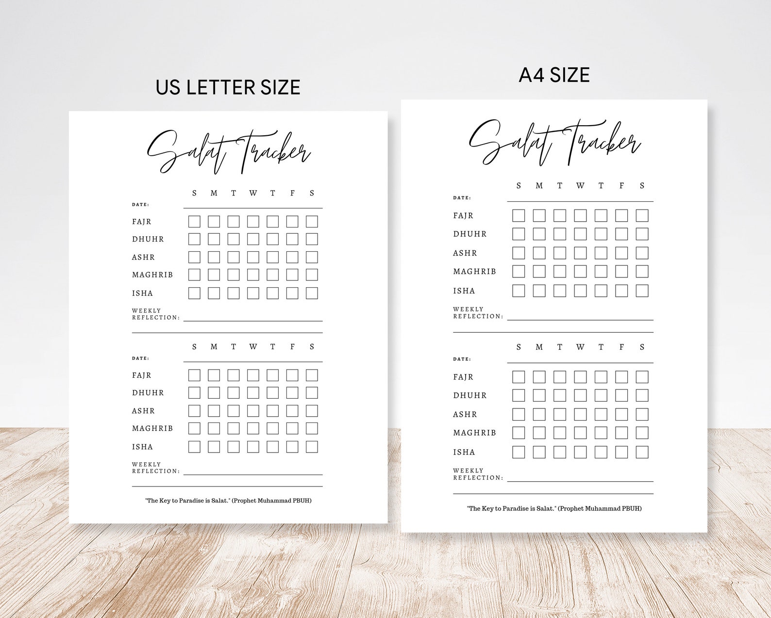 Salat Tracker Printable, Muslim Planner Inserts, Muslim Prayer Tracker ...