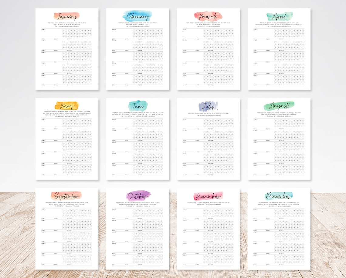 Muslim Habit Tracker Printable, Muslim Planner Inserts, Muslim Habit ...