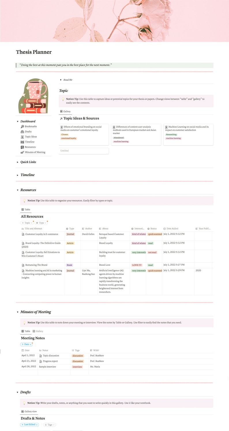 Student Thesis Notion Template, Thesis Planner, Dissertation Planner ...
