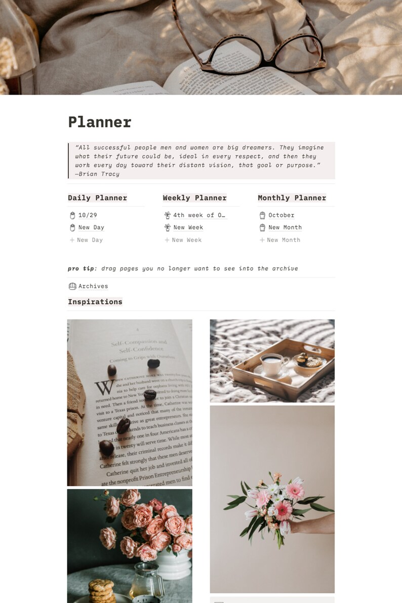 Aesthetic Simple Digital Planner Notion Template Daily | Etsy