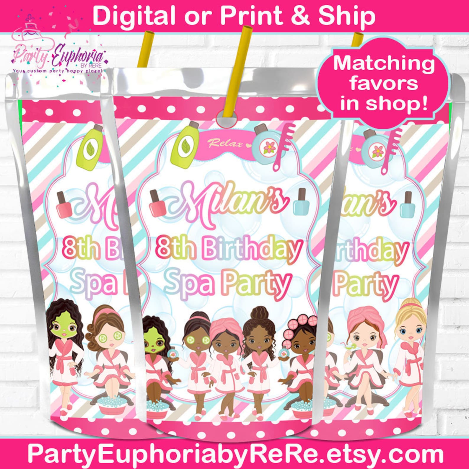 Capri Sun Label | Spa Party | Spa-ty | Personalized Juice Label | Girls ...