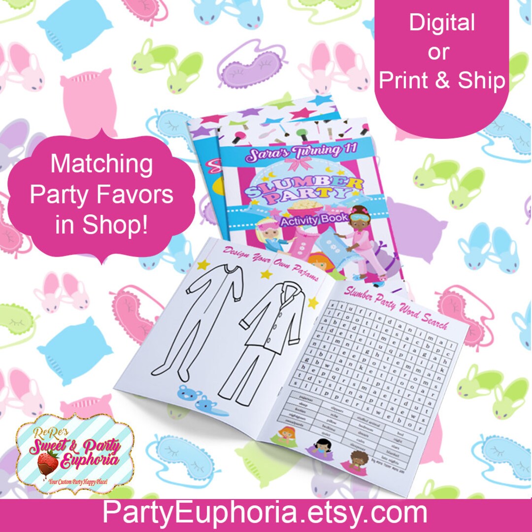 Slumber Party | Activity Book | Game Book| Pajama Party | Party Favor ...