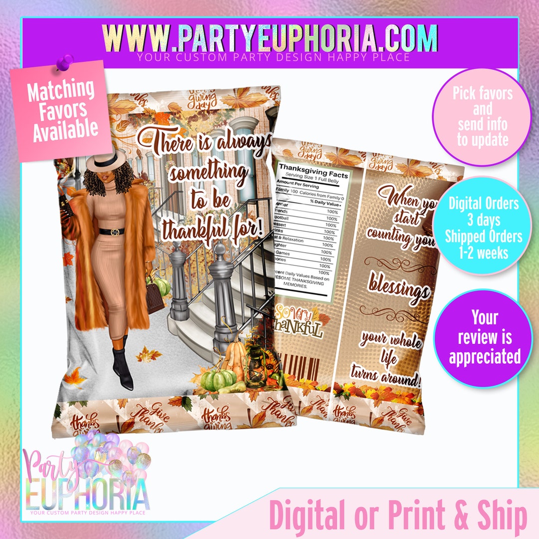 Thanksgiving Theme Chip Bag | Fall Theme | Give Thanks | Grateful ...