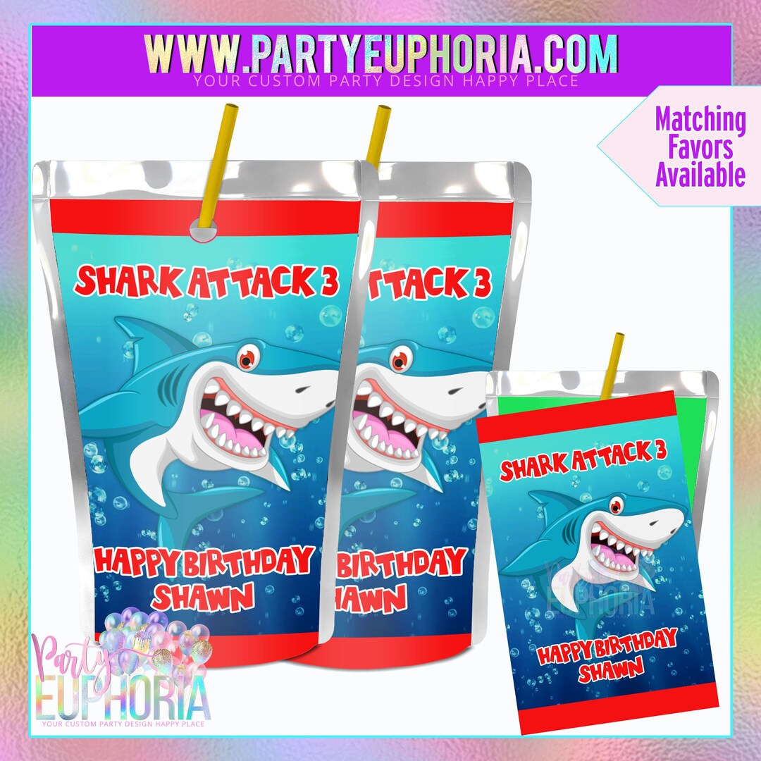 Shark Attack Birthday | Shark Party | Baby Shark | Shark Chip Bags ...